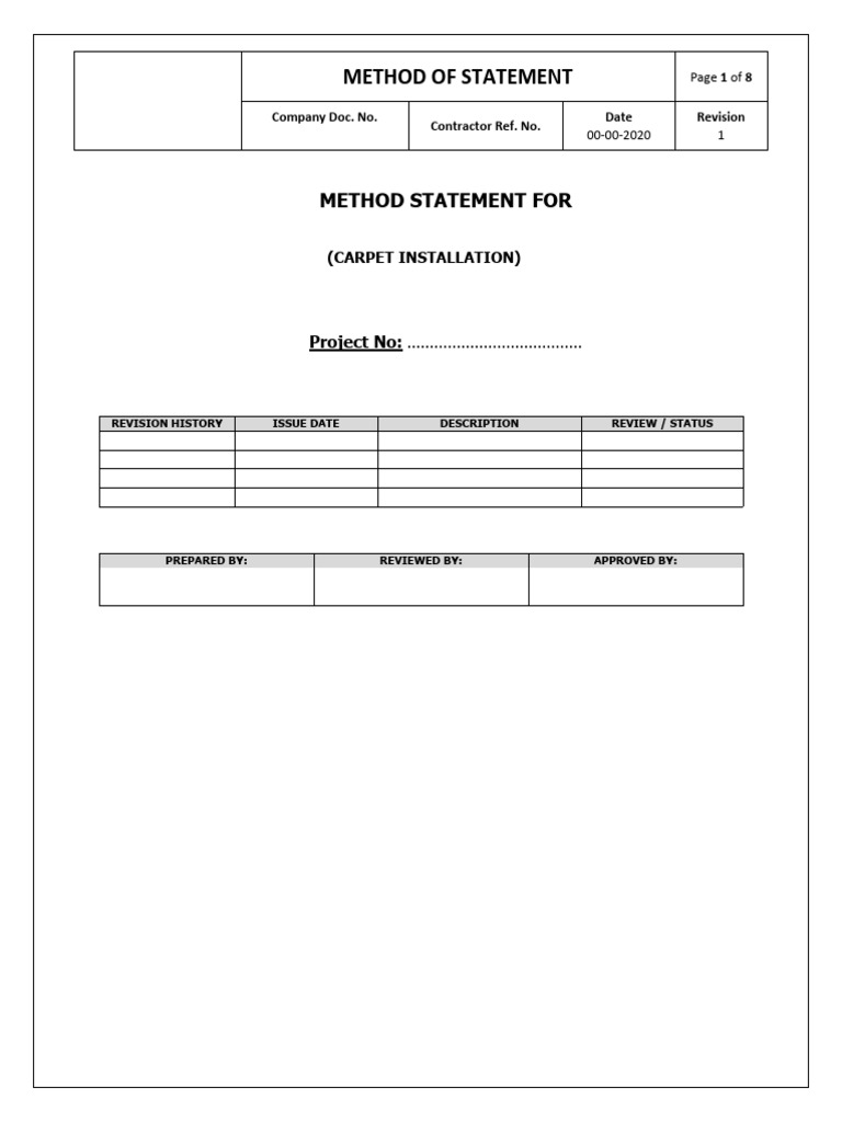 Carpet Installation Method Statement | PDF