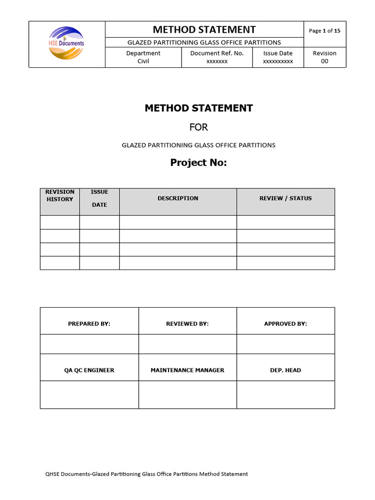 HSE Documents-Glazed Partitioning Glass Office Partitions Method ... HSE Documents-Glazed Partitioning Glass Office Partitions Method ...