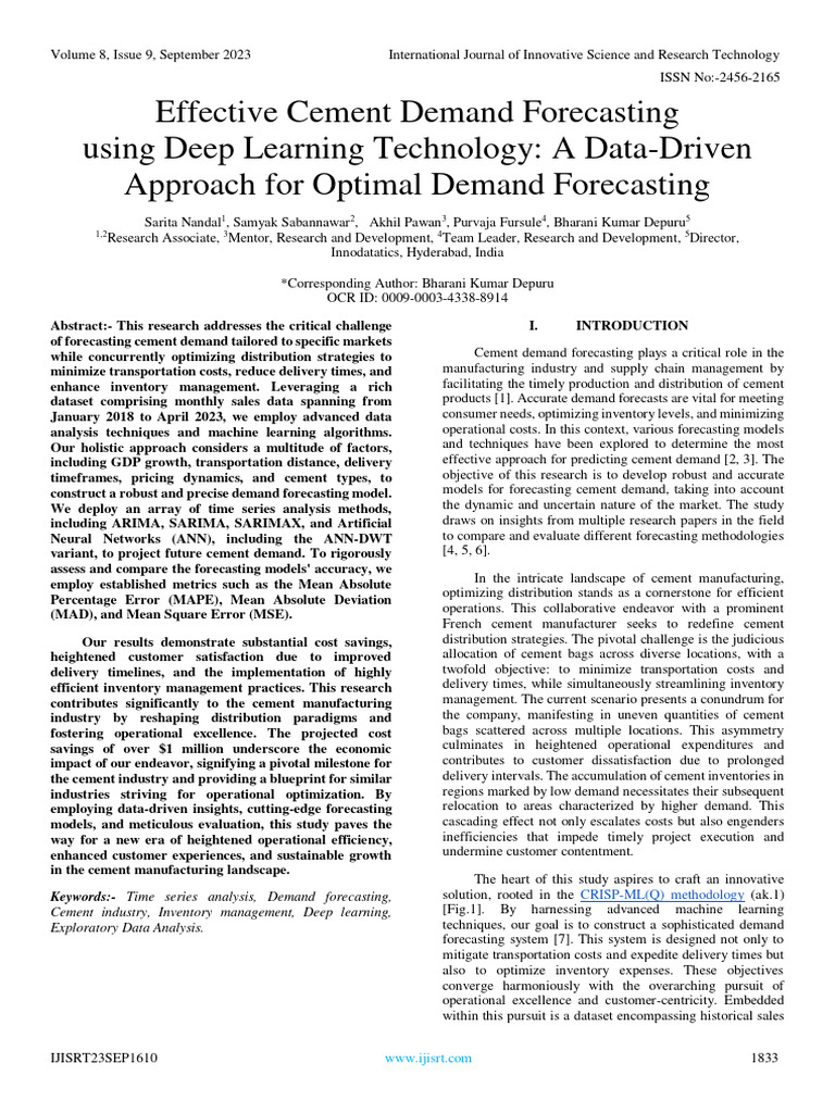 Effective Cement Demand Forecasting Using Deep Learning Technology: A ... Effective Cement Demand Forecasting Using Deep Learning Technology: A ...