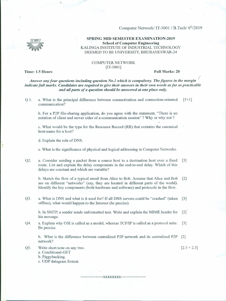 6th Semester Spring Mid Sem 2019 | PDF