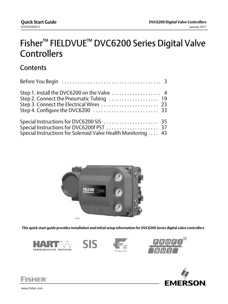 Fisher Fieldvue DVC6200 Series Digital Valve Controllers: Quick Start ...