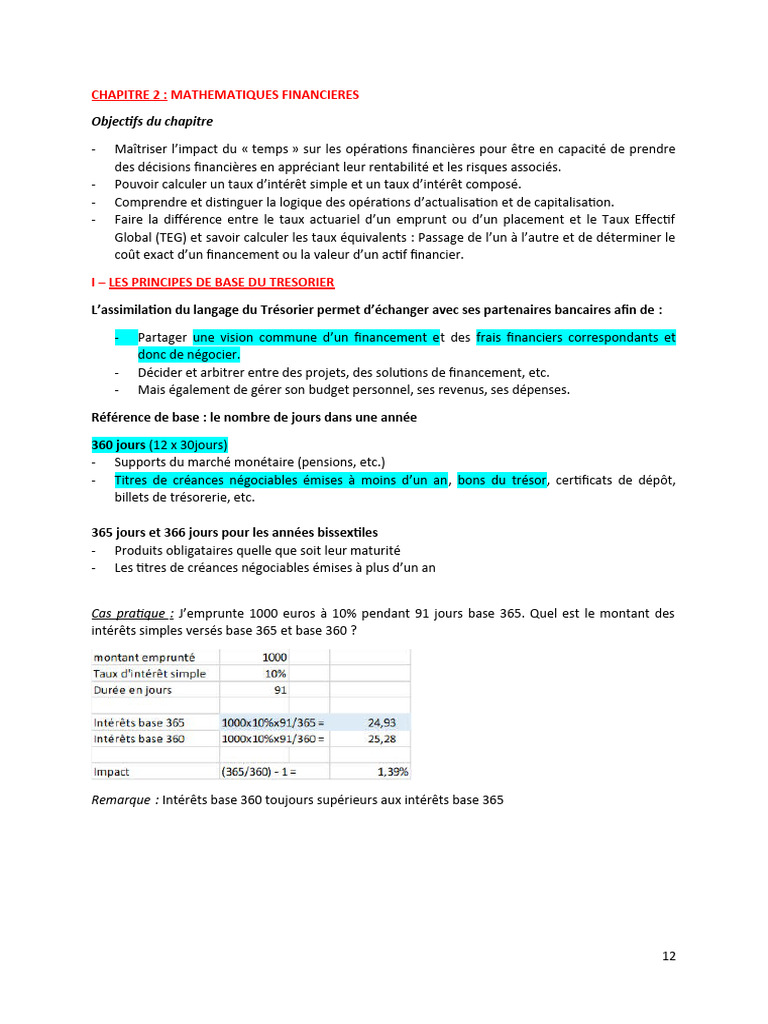 Chapitre 2 Mathématiques Financières | PDF