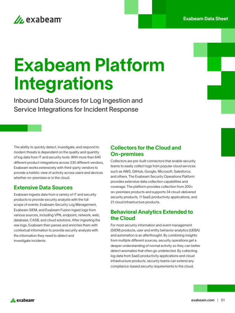 DATASHEET Exabeam Platform Integrations | PDF | Cloud Computing | Windows Registry