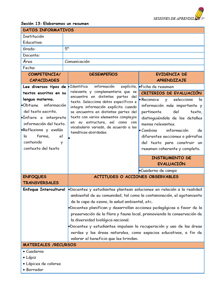 Sesiones 5º - Sem 2 - Eda 8 | PDF