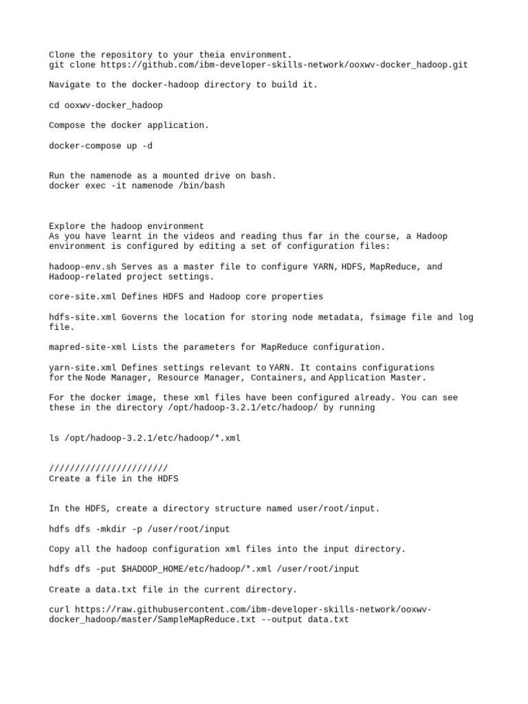 Docker Hadoop CMDS | PDF