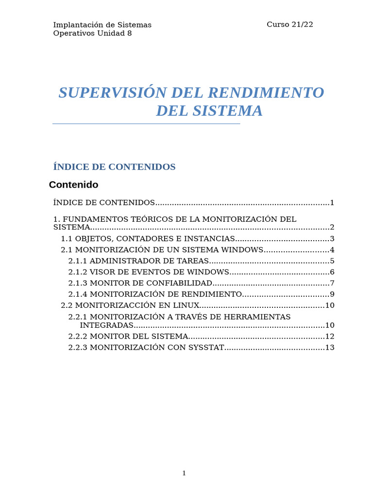 Supervisión Del Rendimiento Del Sistema | PDF