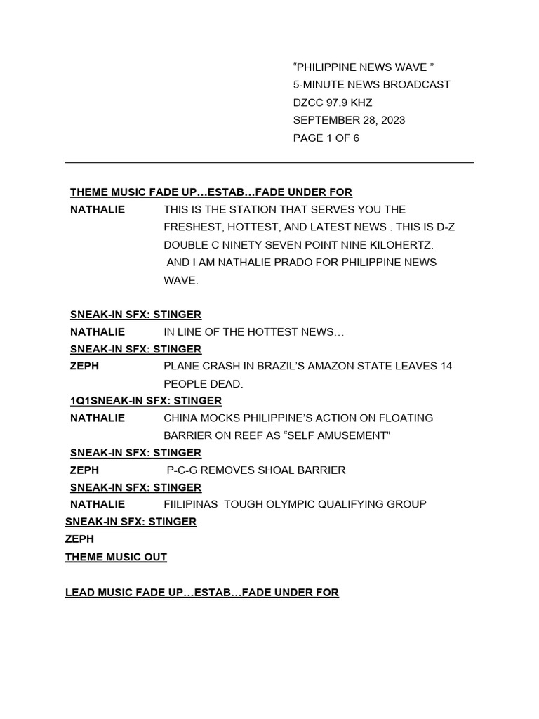 English Philippine News Wave 2 Anchors | PDF