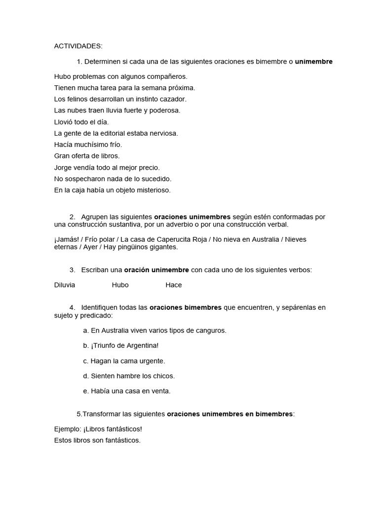 Actividades sobre sintaxis .docx | PDF | Verbo | Asunto (gramática)
