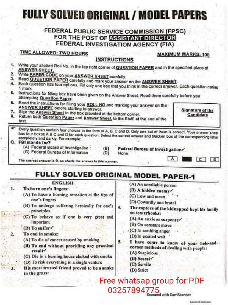 FIA Assistant Director 10 Year's Solved Past Papers2 | PDF