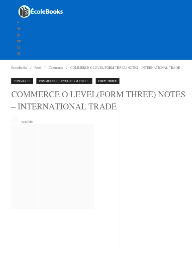 (Ecolebooks - Com) COMMERCE O LEVEL (FORM THREE) NOTES - INTERNATIONAL ...