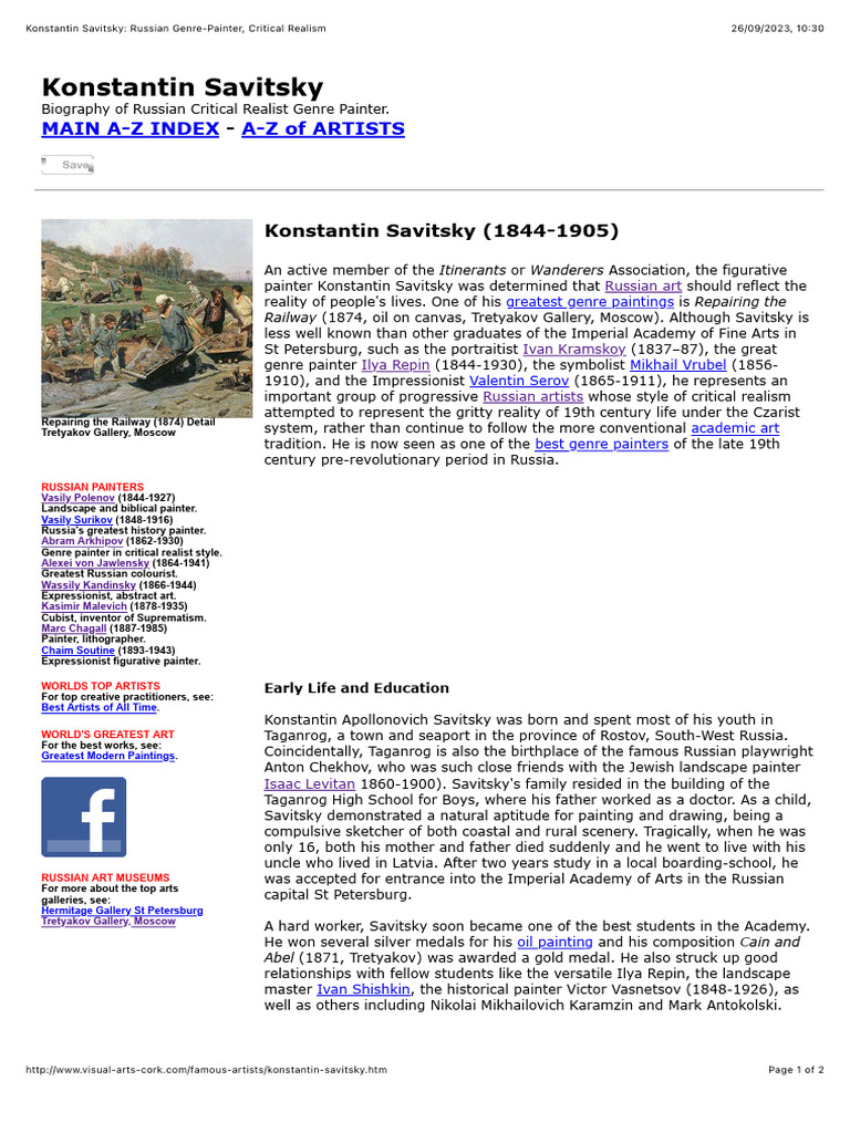 Konstantin Savitsky: Russian Genre Painter | PDF | Art Movements ...