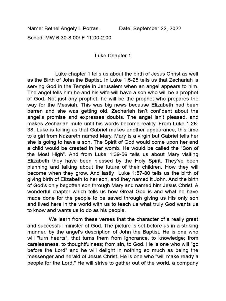 Luke Chapter 1 | PDF | Religion & Spirituality