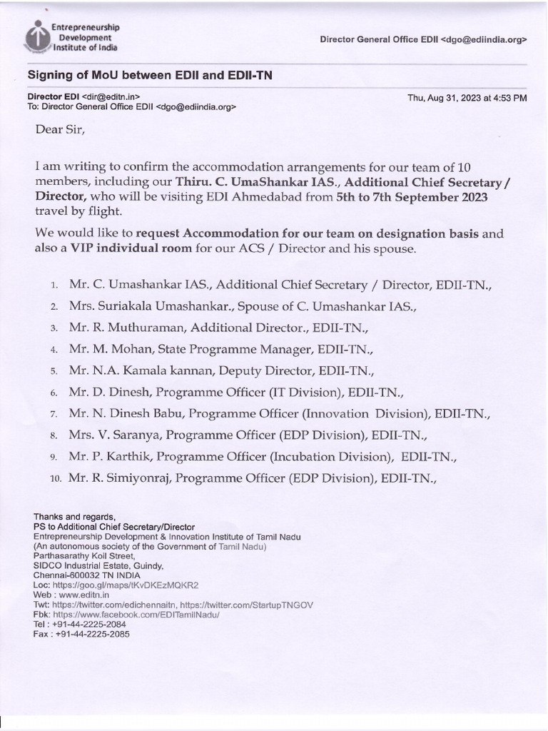 EDII-TN Guest List & Itinerary | PDF