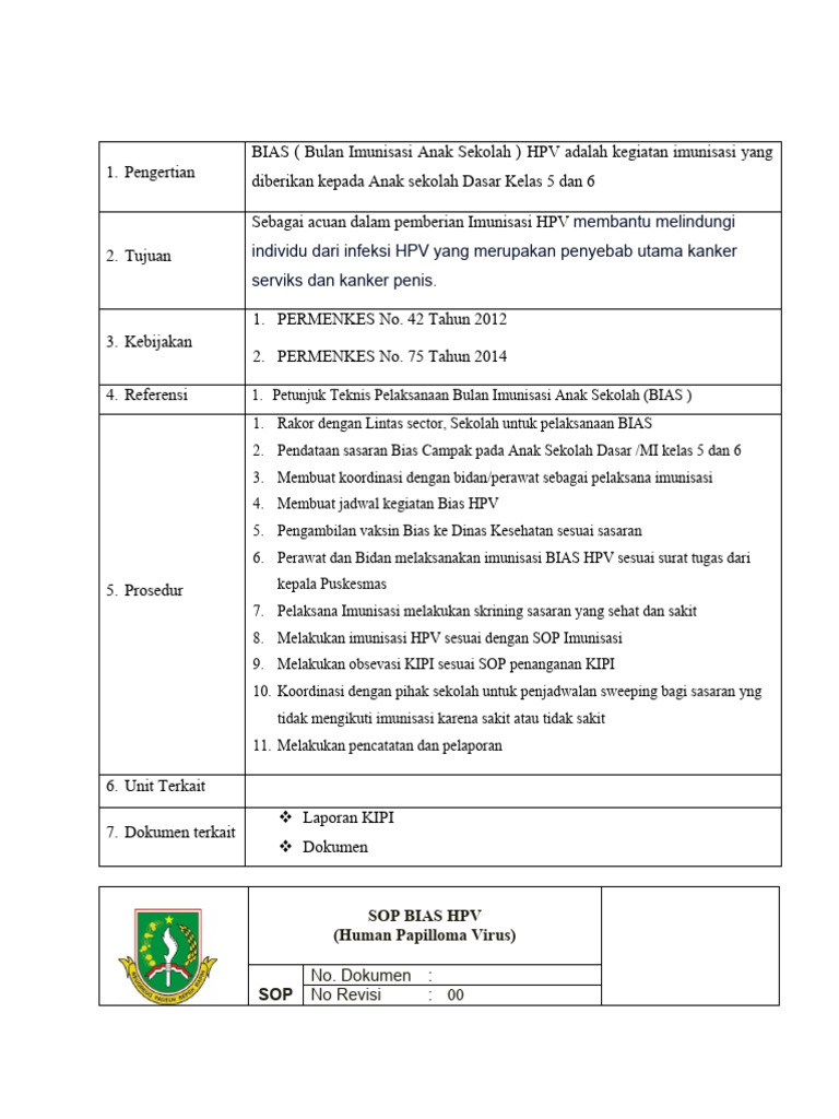 SOP BIAS HPV CPL | PDF