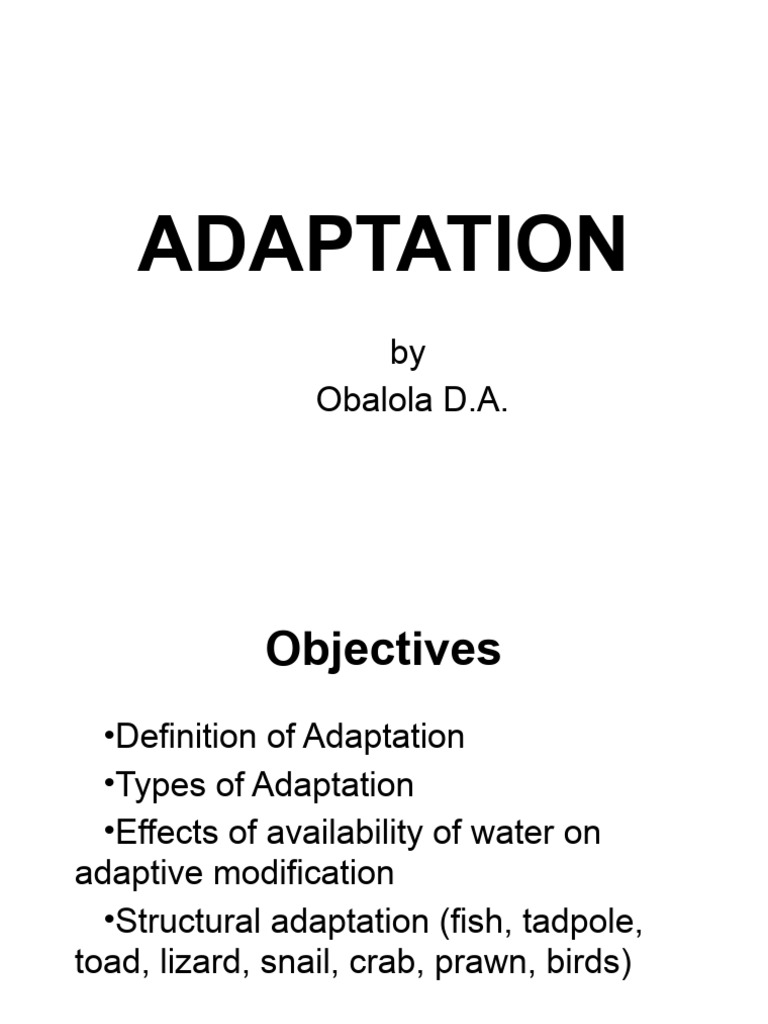 Understanding Adaptation in Organisms | PDF