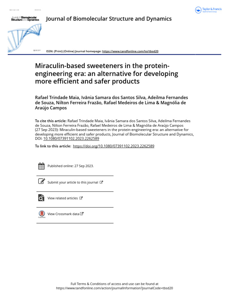 Miraculin-Based Sweeteners in The Protein-Engineering Era An ...