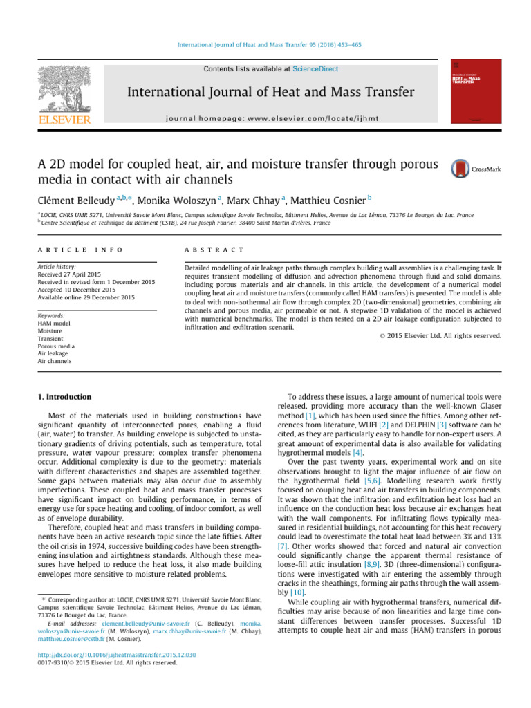 A 2D Model For Coupled Heat Air and Moisture TR - 2016 - International ...
