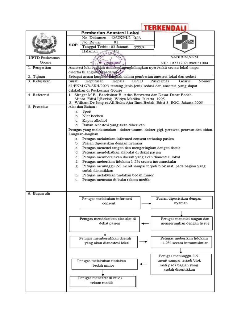 3.4.1.a.2 Sop (Anastesi) | PDF