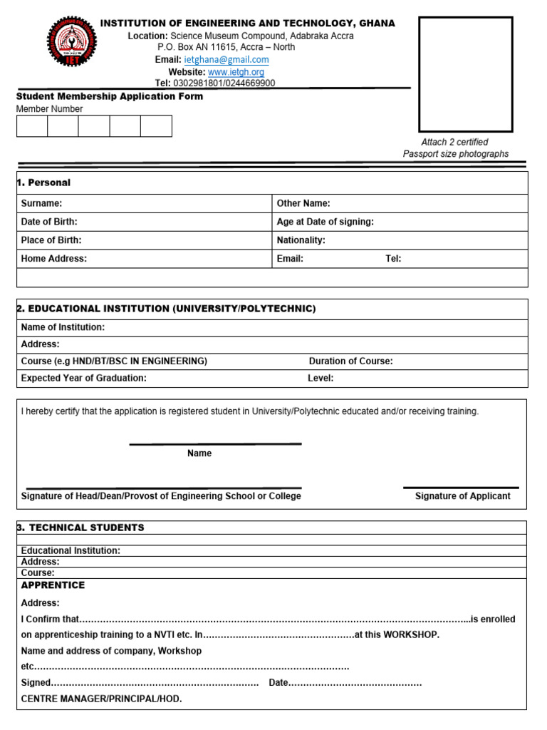 Iet Students Form | PDF