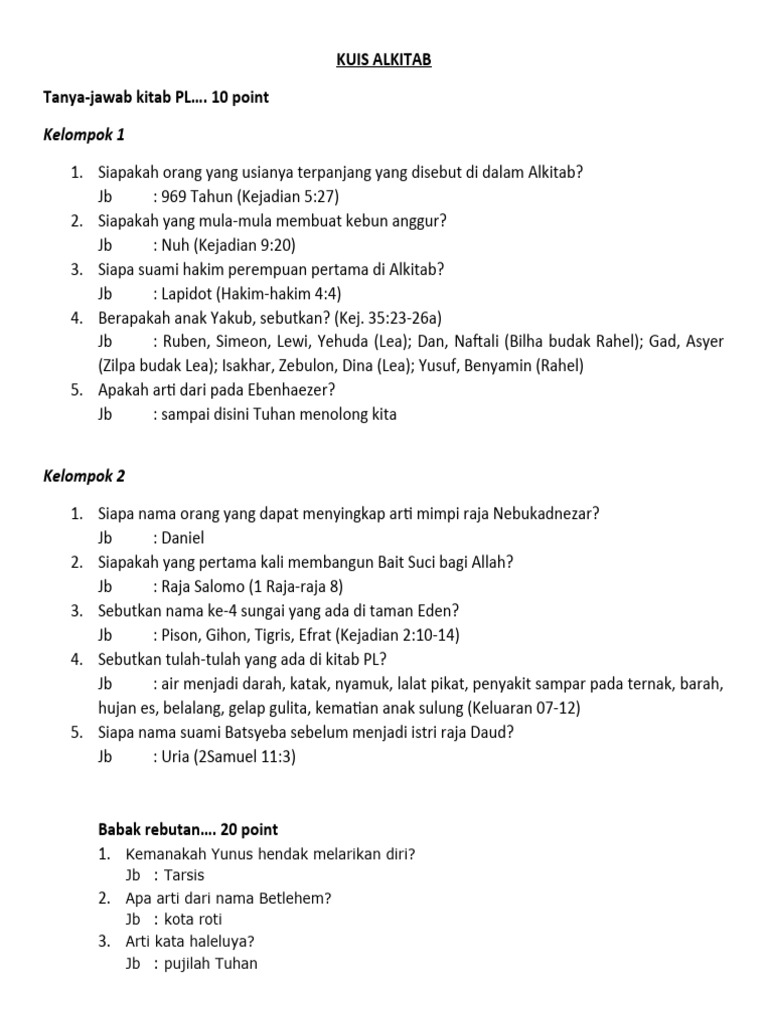 Games Kuis Alkitab | PDF