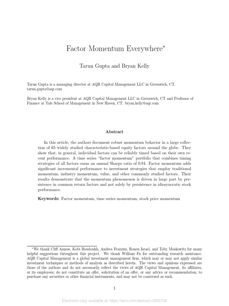 Factor Momentum | PDF