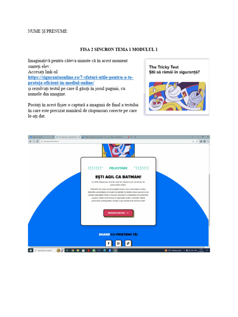 Fisa 2 Sincron Modulul 1 | PDF