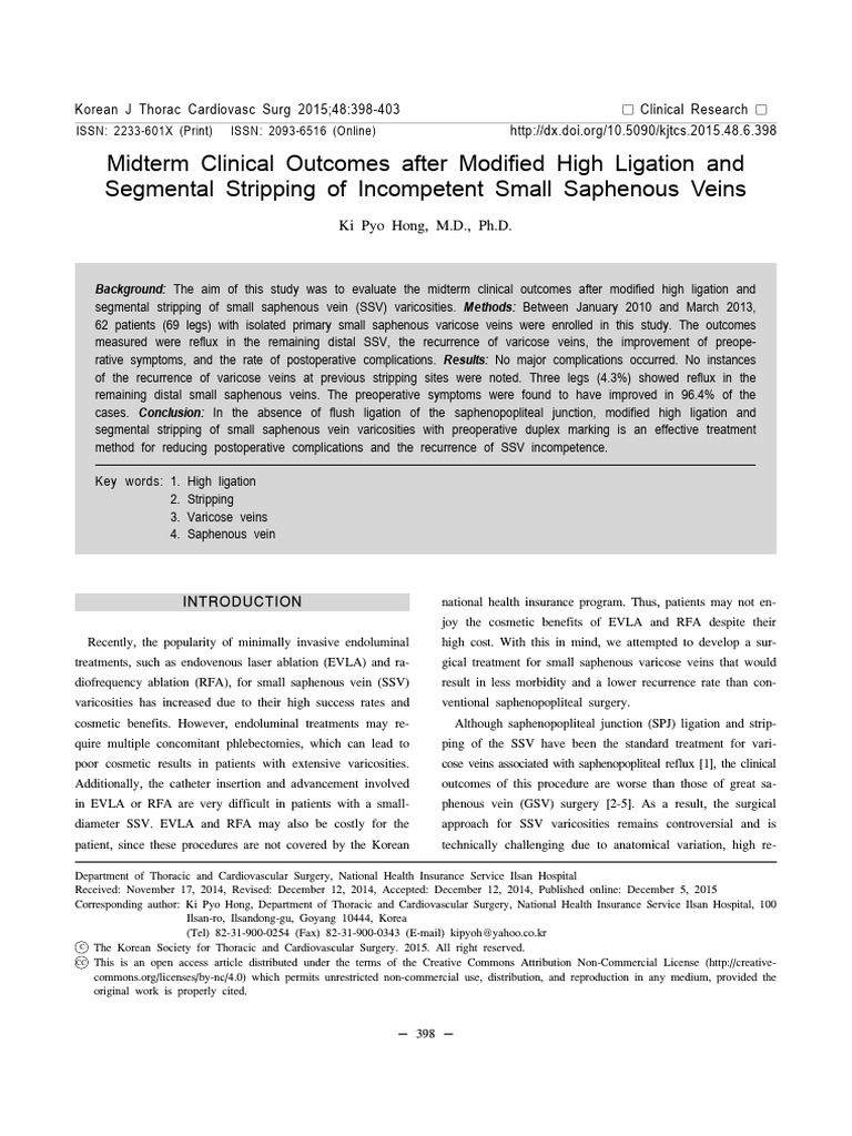 Midterm Clinical Outcomes After Modified High Liga | PDF Midterm Clinical Outcomes After Modified High Liga | PDF