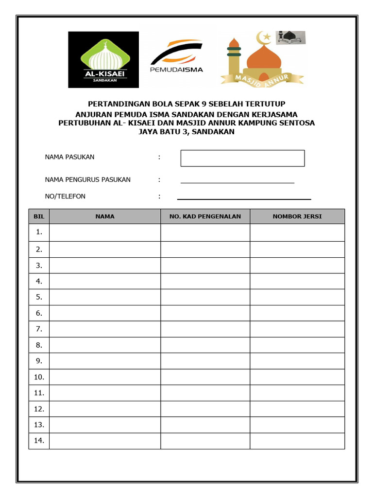 Borang Bola Sepak 9 Sebelah Tertutup Pdf