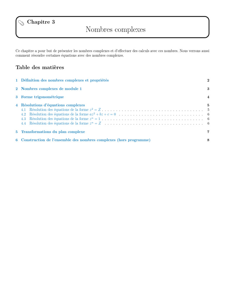 Introduction aux Nombres Complexes | PDF | Nombre complexe | Équations