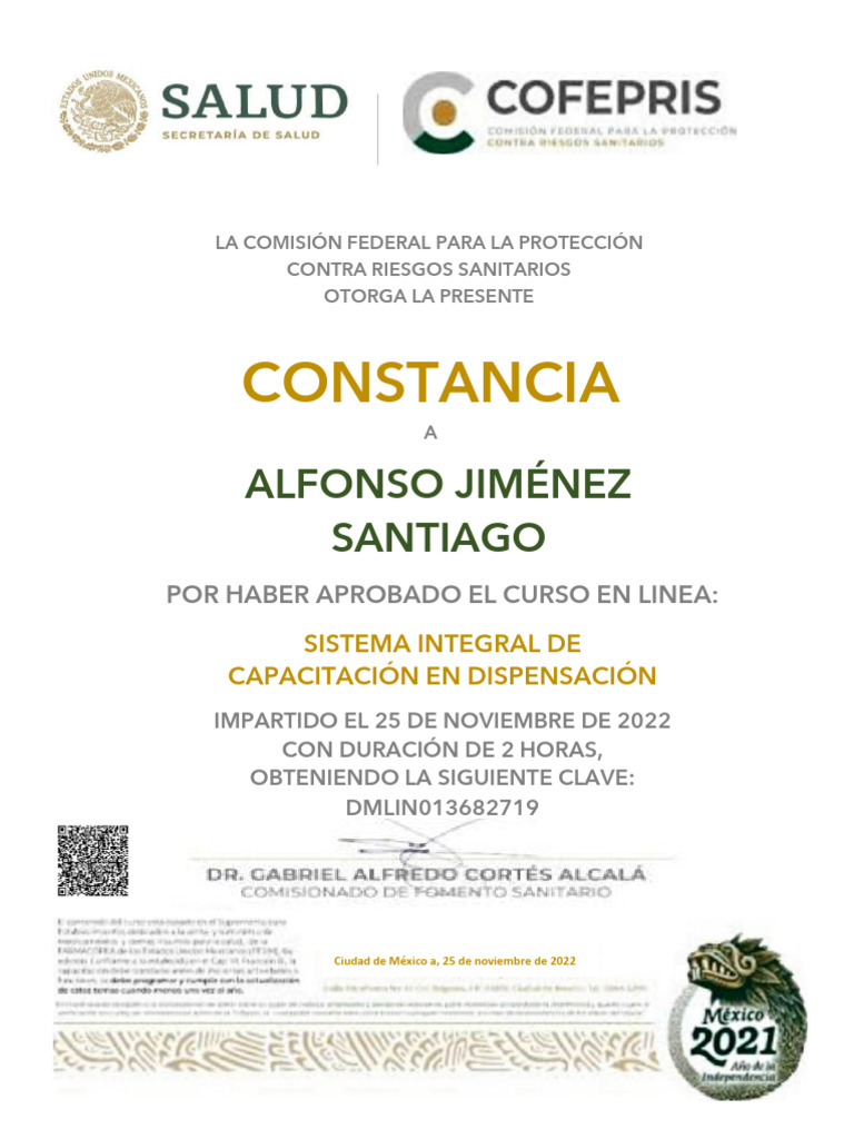 Constancia cofepris 2 | PDF