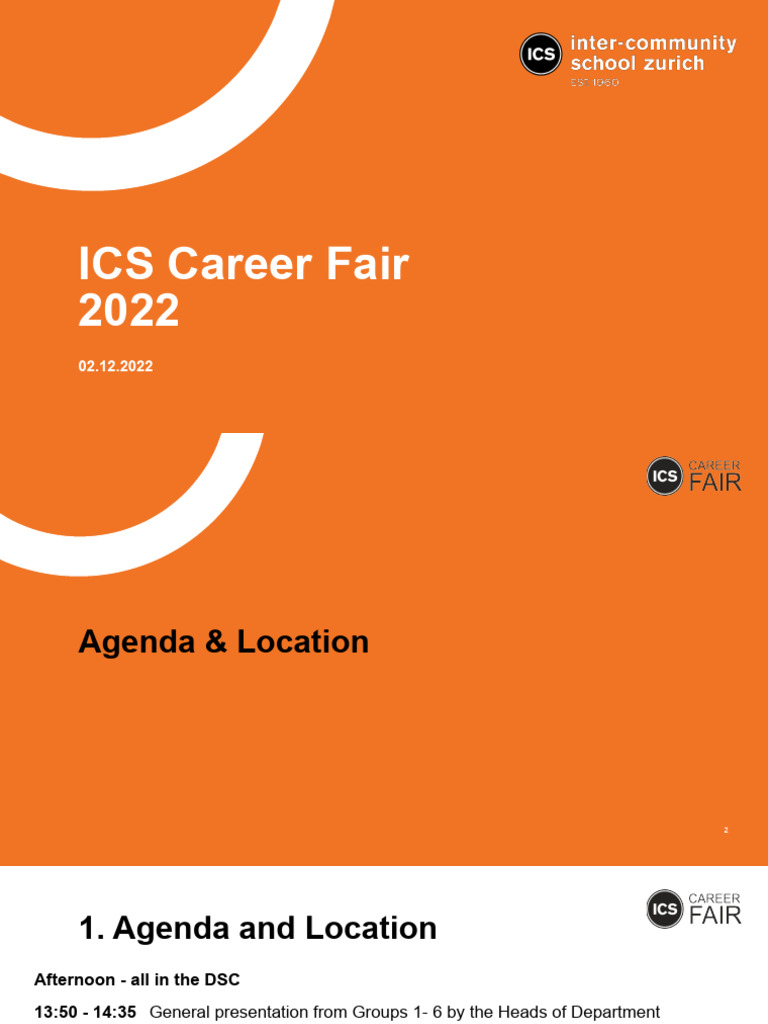 ICS Career Fair 2022 Agenda and Subjects | PDF
