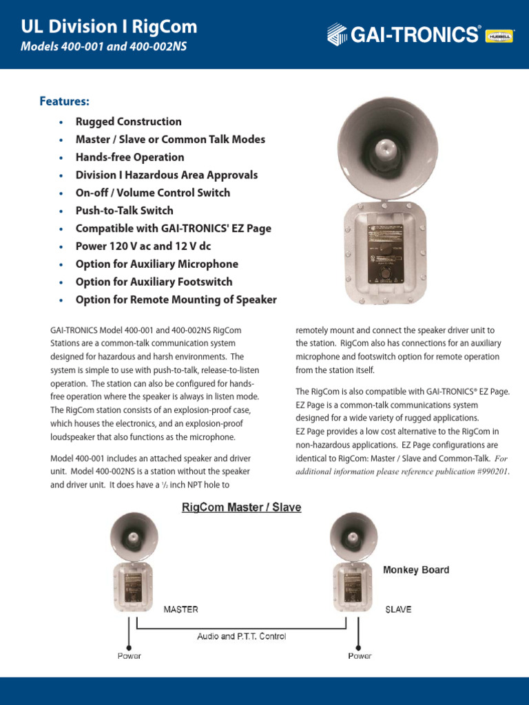 GAI-TRONICS Common-Talk Communication System 400-001 | PDF