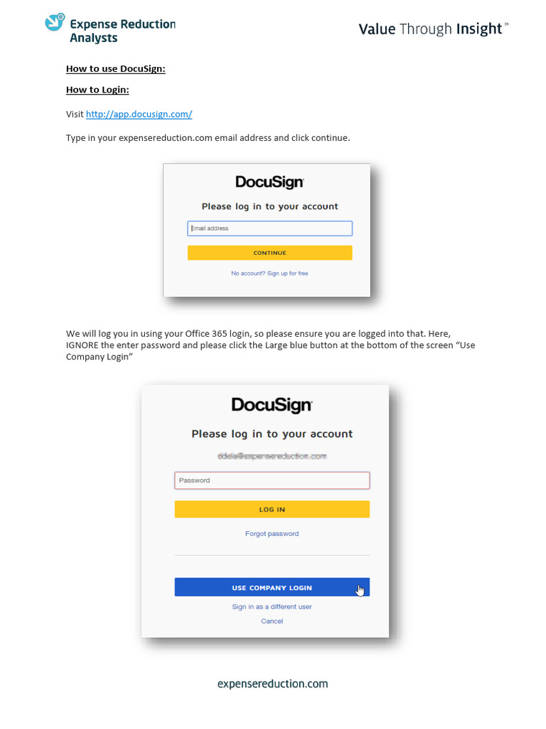 DocuSign Login First Access | PDF DocuSign Login First Access | PDF