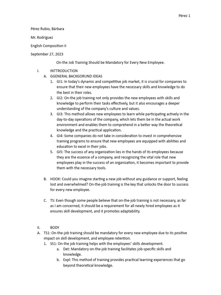 Mandatory On-the-Job Training Benefits | PDF | Cognition | Behavior ...