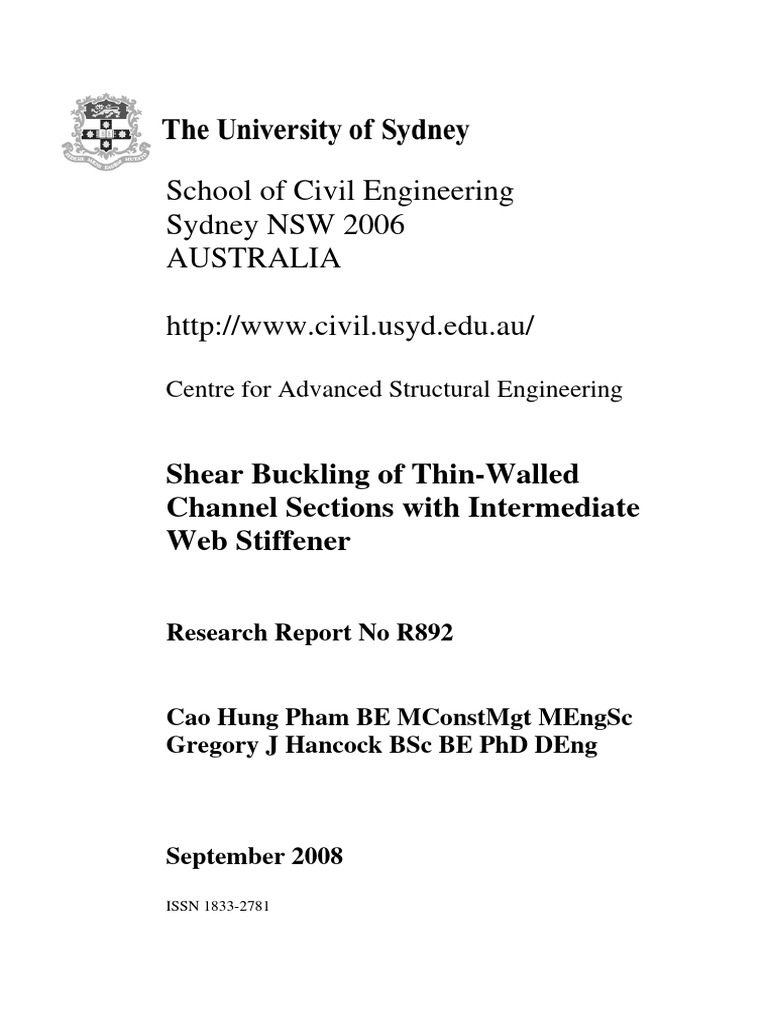 Shear Buckling of Thin-Walled Channel Sections With Intermediate Web Stiffer | PDF | Buckling ...