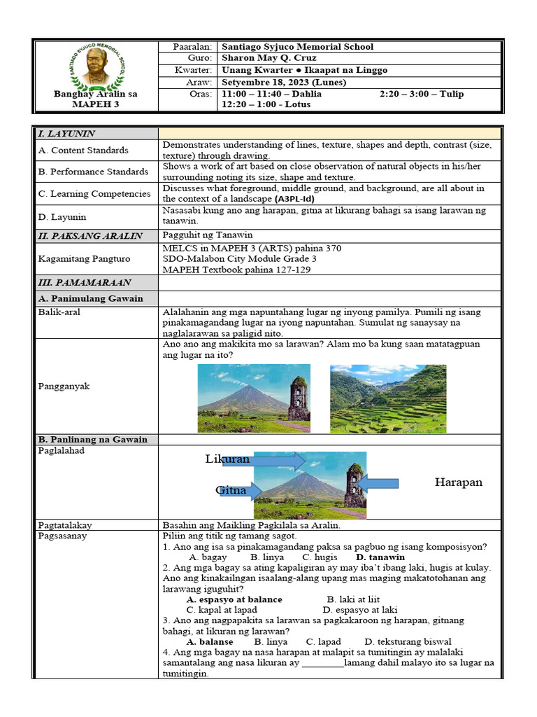 GRADE 3 MAPEH - Week 4 - Day 1 - Arts | PDF