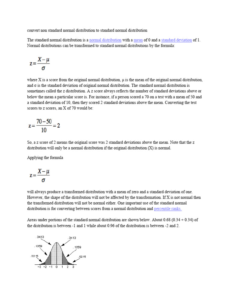 Convert Non Standard Normal Distribution To Standard Normal ...