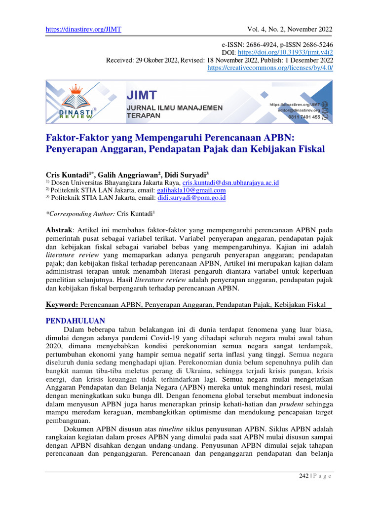 Faktor yang mempengaaruhi perencanaan apbn | PDF