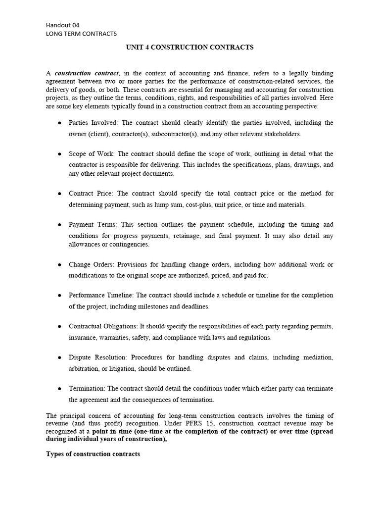 Handout 4-Construction Contracts | PDF