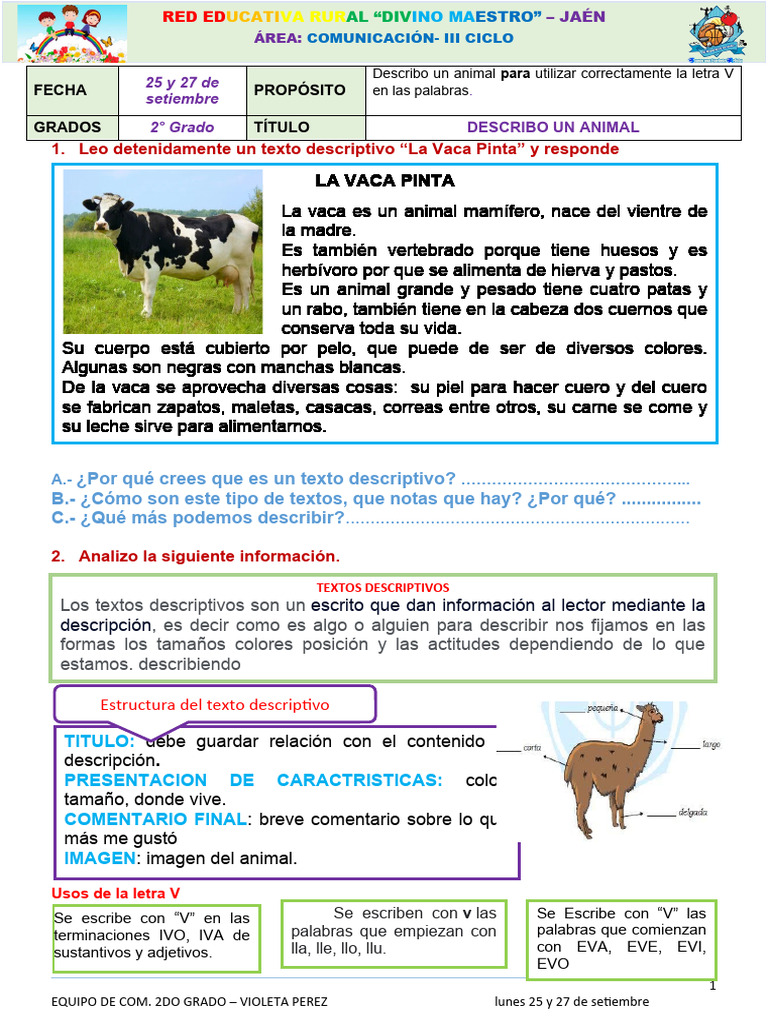 Iii-2g-Comun - Textos Descriptivos - Ficha | PDF