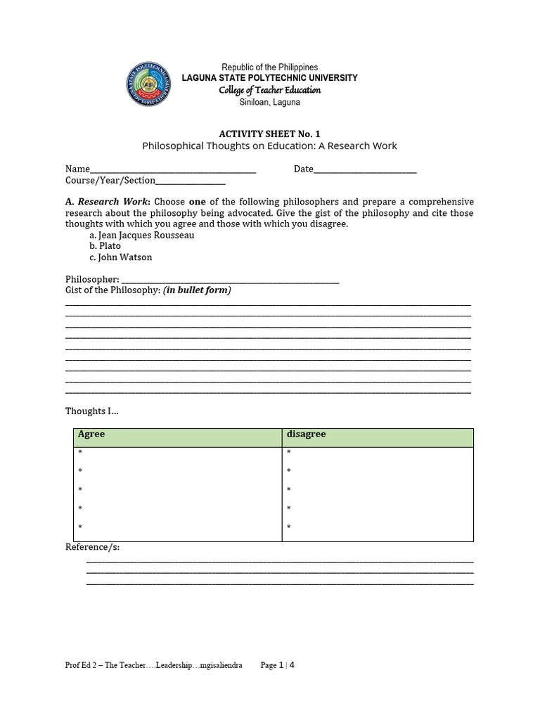 Activity Sheet 1 | PDF