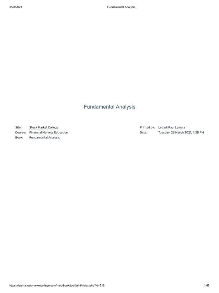 Fundamental Analysis | PDF
