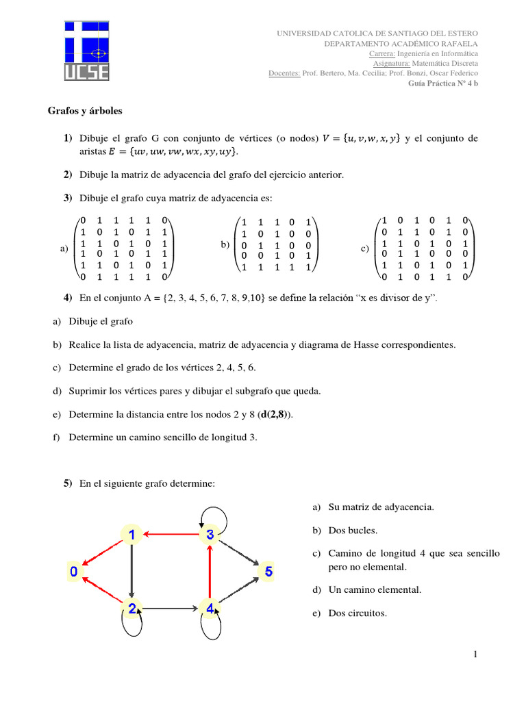 Matemática Discreta Guia 4 B Práctica - Arboles y Grafos | PDF