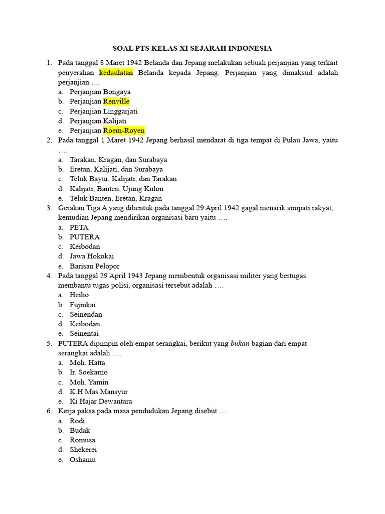 Soal PTS Kelas XI Semester 2 (SJI) Edit | PDF | Politik