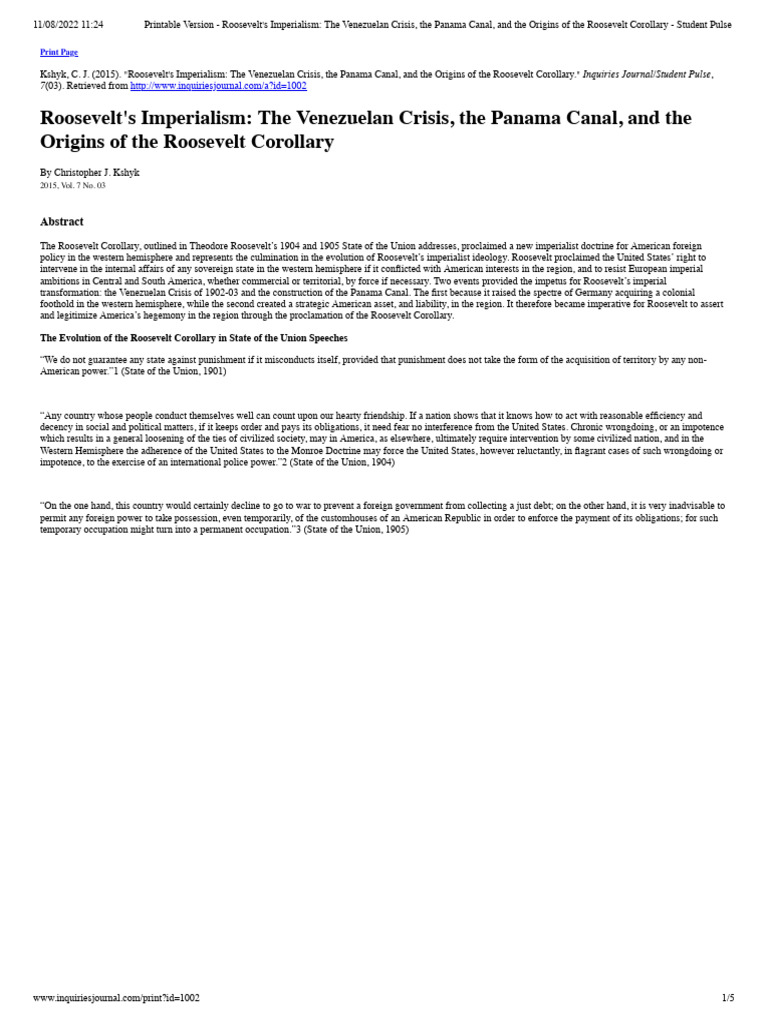 Roosevelt's Imperialism - The Venezuelan Crisis, The Panama Canal, and ...