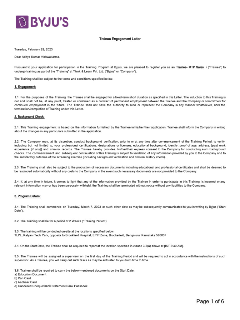 Offer Letter | PDF | Indemnity | Non Disclosure Agreement