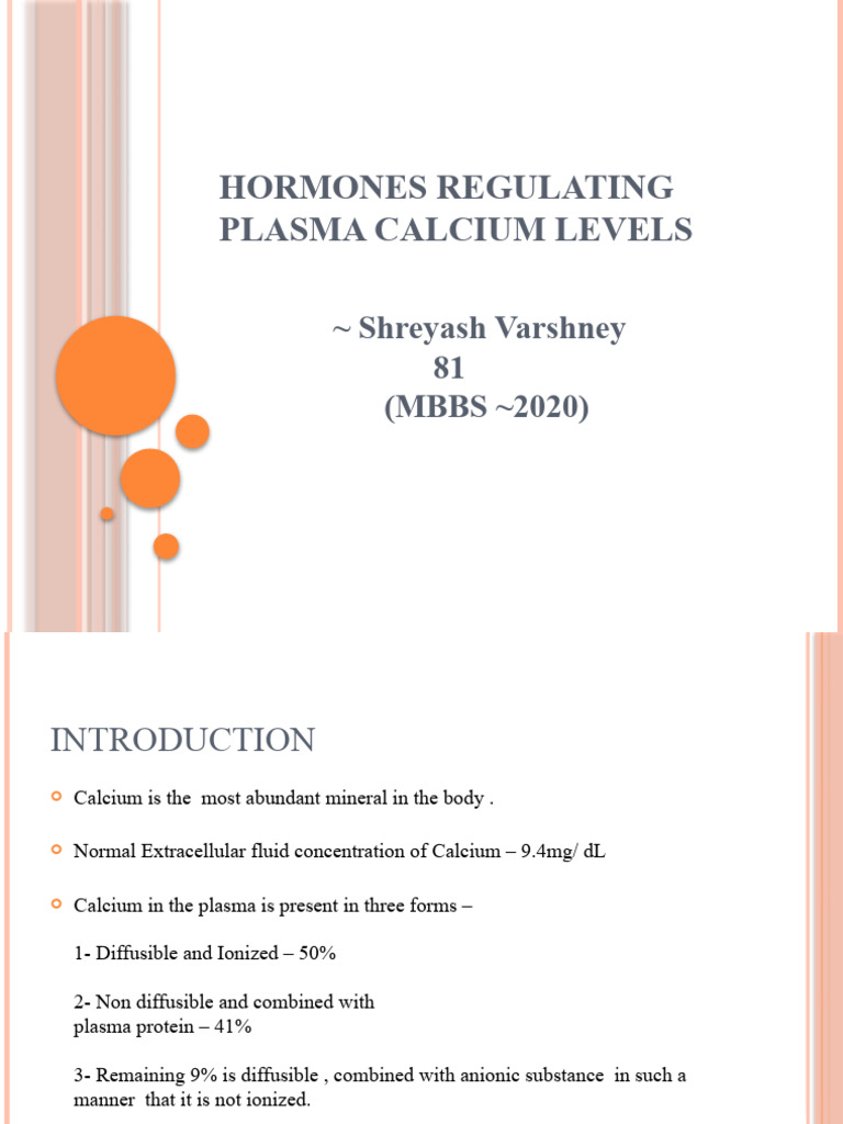 Hormones Regulating Plasma Calcium Levels Final | PDF
