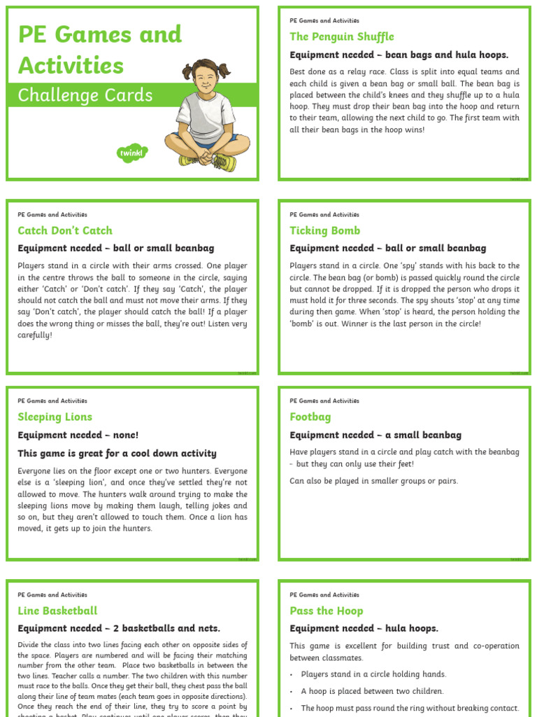 Pe Games and Activities Challenge Cards | PDF