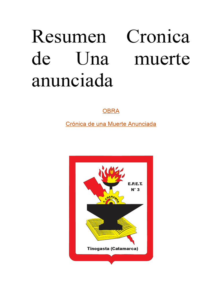 Crónica de Una Muerte Anunciada | PDF | Historia | Clásicos