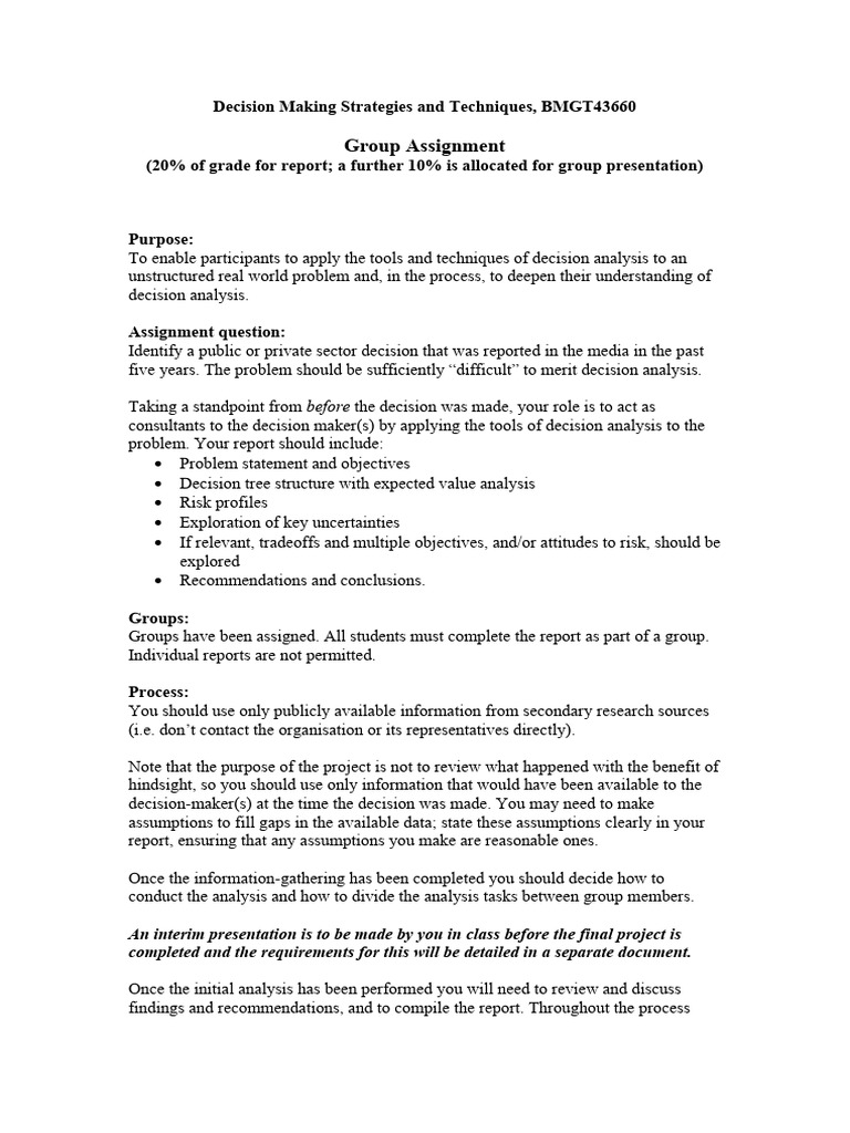 Group Decision Analysis Project 2 | PDF